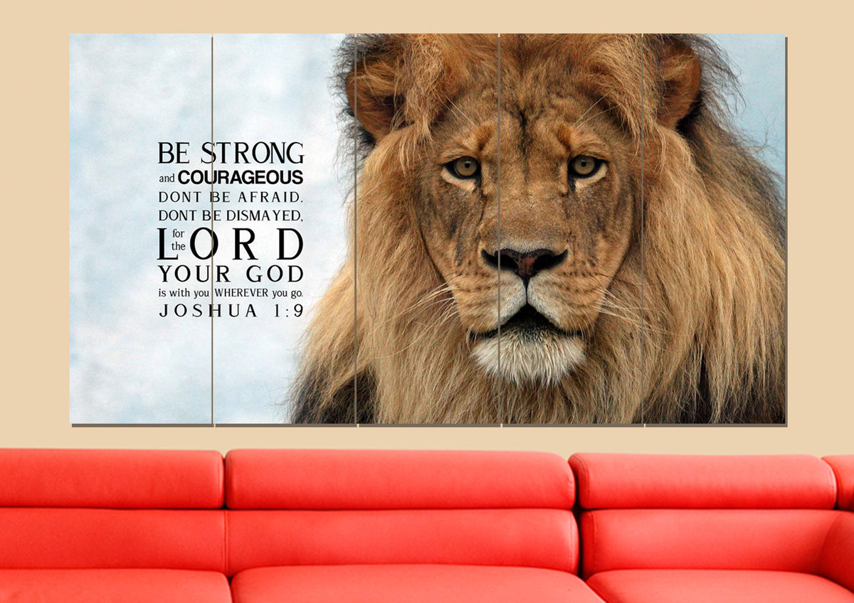 Lions Stare #11 Joshua 1:9 Be Strong and Courageous Wall Art – Christian Walls