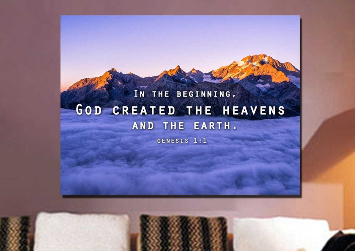 Genesis 1:1 God Created the Heavens and Earth Wall Art Canvas Print ...