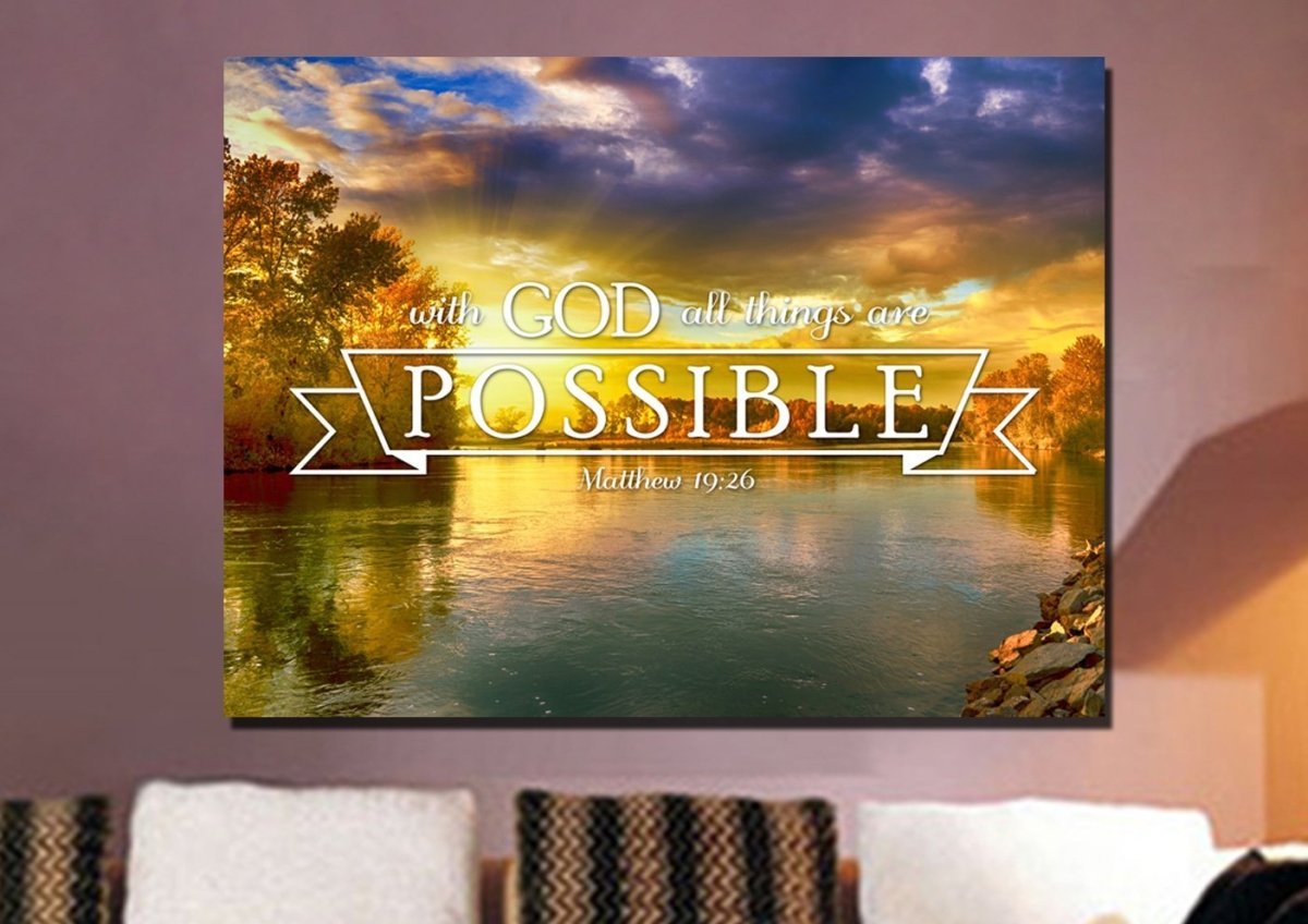 Matthew 19:26 #2 With God all things are Possible Canvas Wall Art Prin – Christian Walls