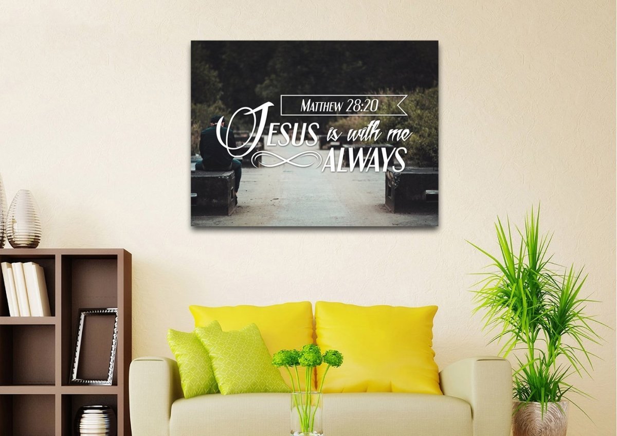 Matthew 28:20 Jesus is with me Always Canvas Wall Art Print - Christia ...