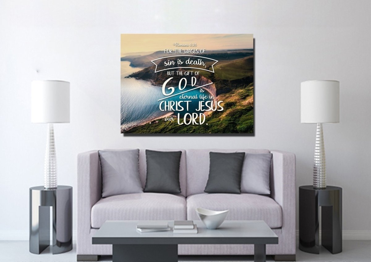 Romans 6:23 The Gift of God is Eternal Life Canvas Wall Art Print ...