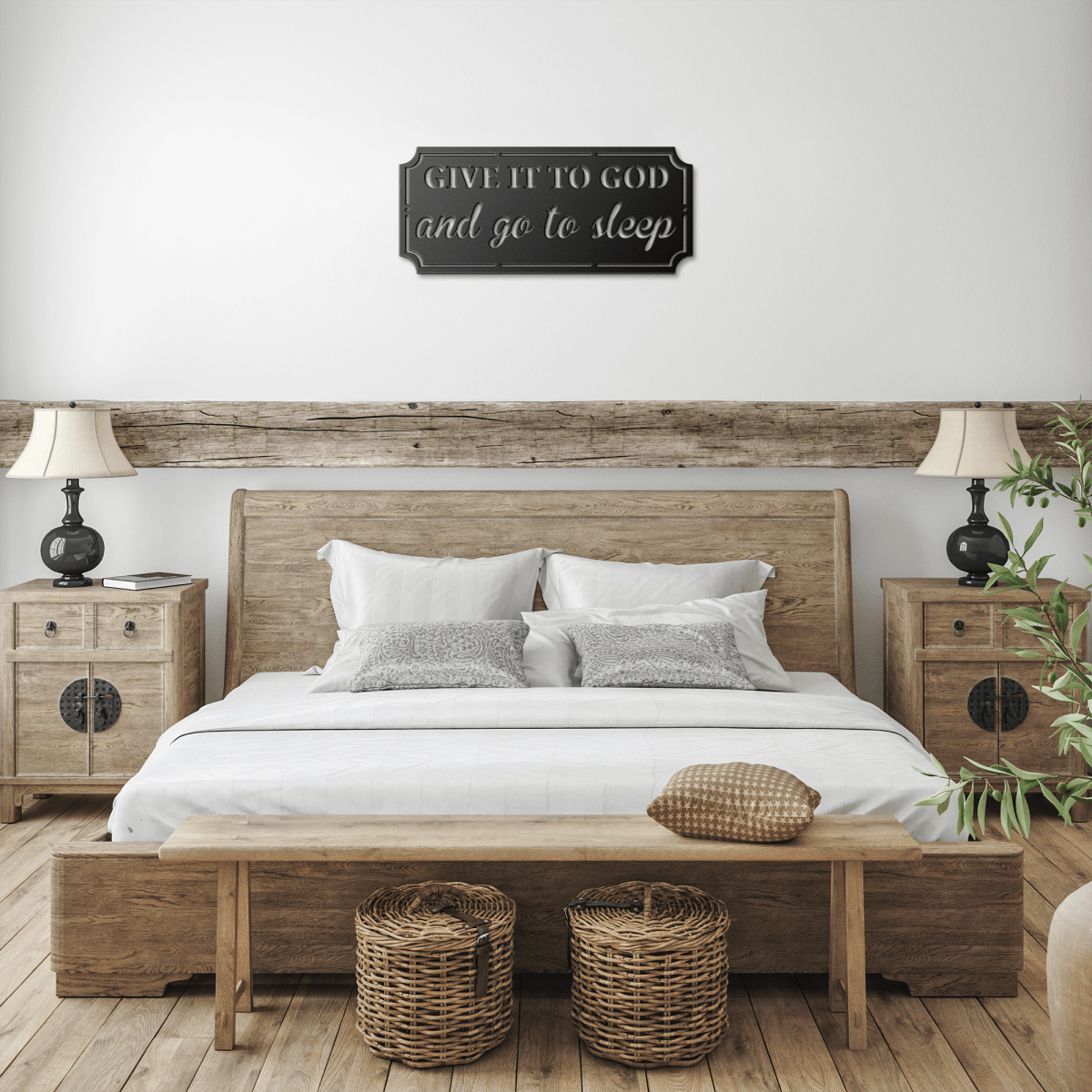 #152 Give it to God and Go to Sleep Rectangle Metal Wall Art ...