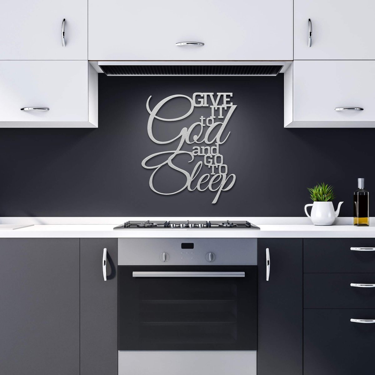 #107 - Give it to God & Go to Sleep Cursive Metal Sign – Christian Walls