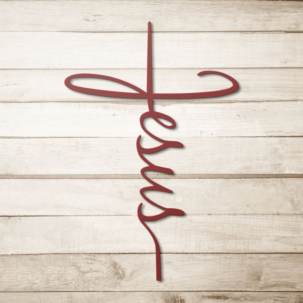 #20 His Name on Cross Metal Sign – Christian Walls