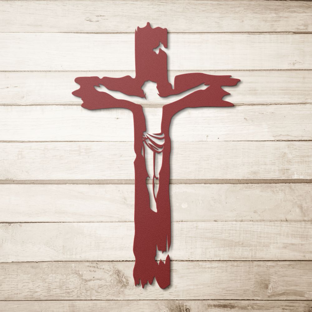 #42 Christ on Cross Metal Sign – Christian Walls