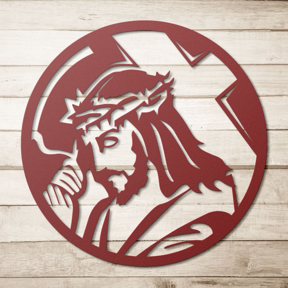 #7 Jesus Carrying Cross Metal Sign – Christian Walls
