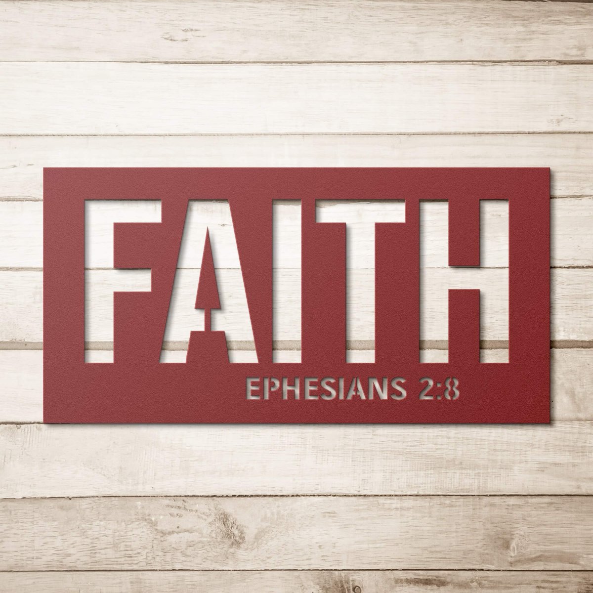 #99 - Ephesians 2:8 "FAITH" Metal Sign – Christian Walls