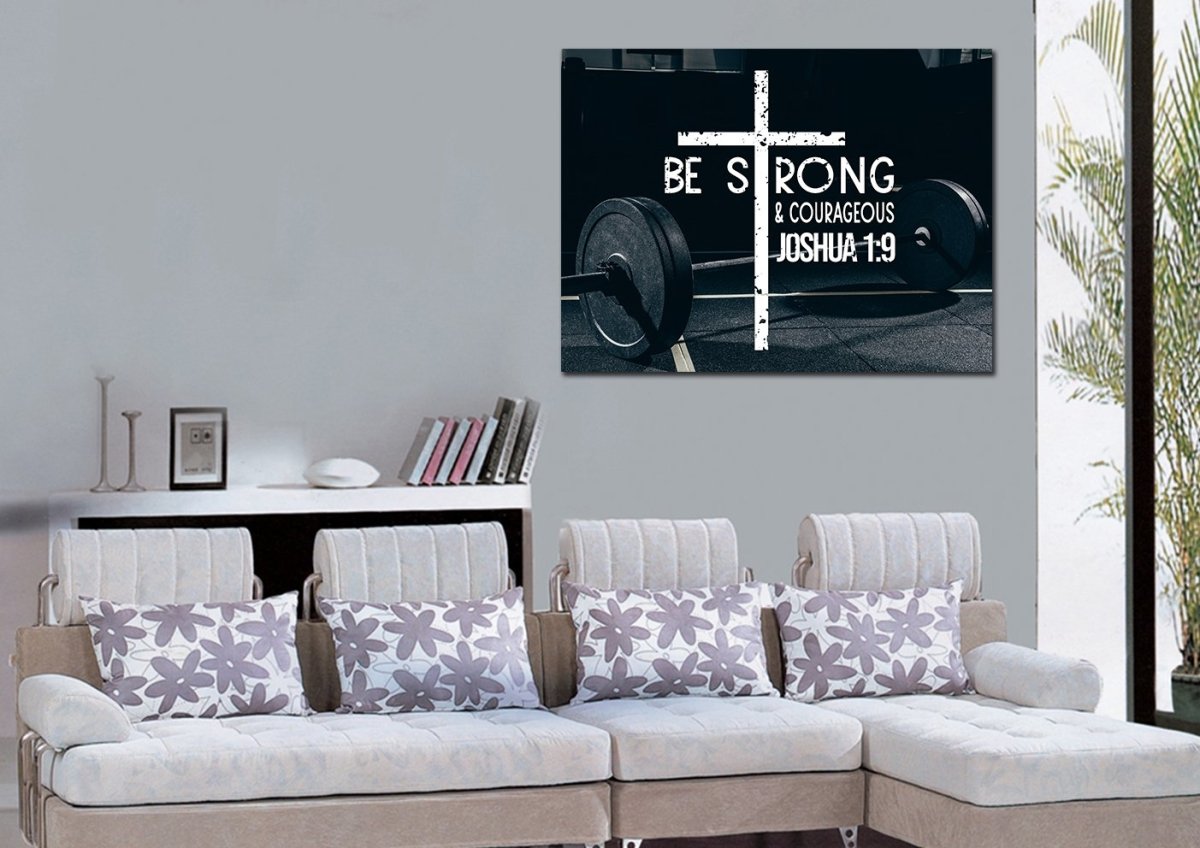 Barbell #5 Joshua 1:9 Be Strong and Courageous Wall Art – Christian Walls