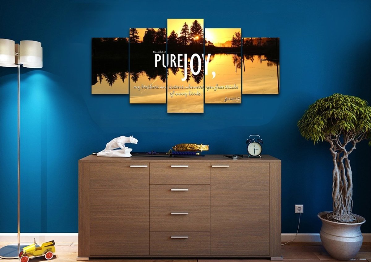 James 1:2 NIV Consider it Pure Joy Wall Art Canvas Print – Christian Walls