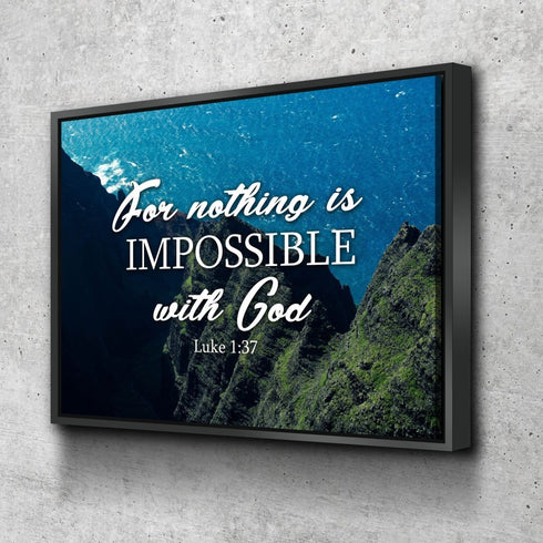 Luke 1:37 For Nothing is Impossible with God Canvas Wall Art ...