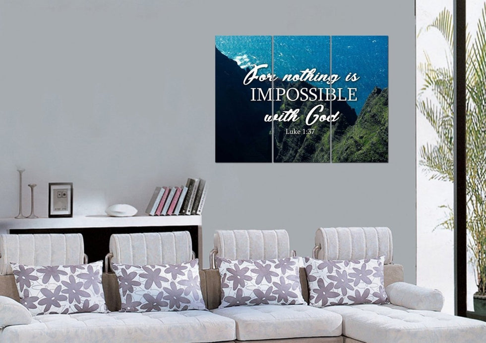 Luke 1:37 For Nothing is Impossible with God Canvas Wall Art ...