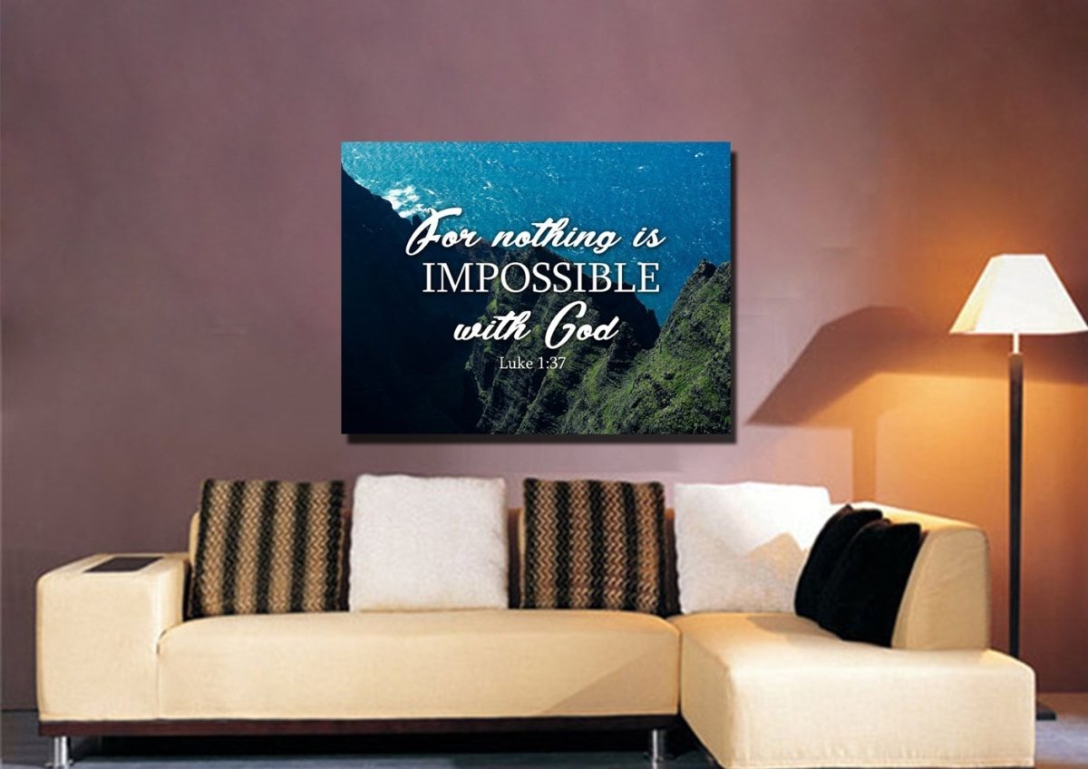Luke 1:37 For Nothing is Impossible with God Canvas Wall Art ...