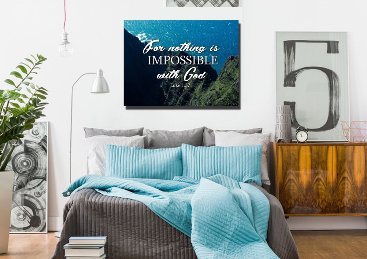Luke 1:37 For Nothing is Impossible with God Canvas Wall Art ...