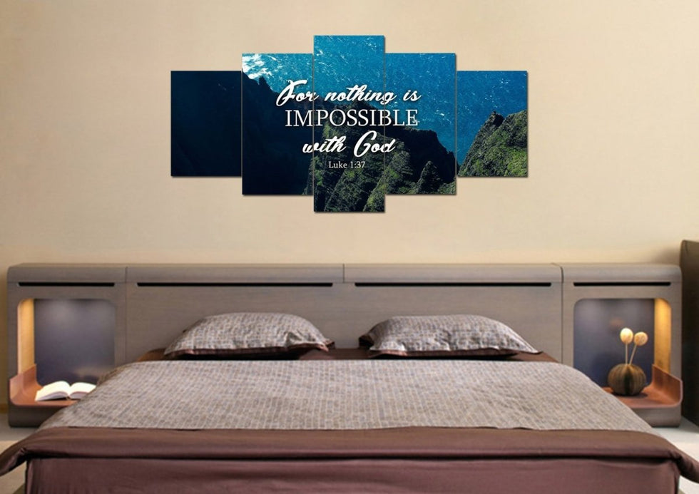 Luke 1:37 For Nothing is Impossible with God Canvas Wall Art ...