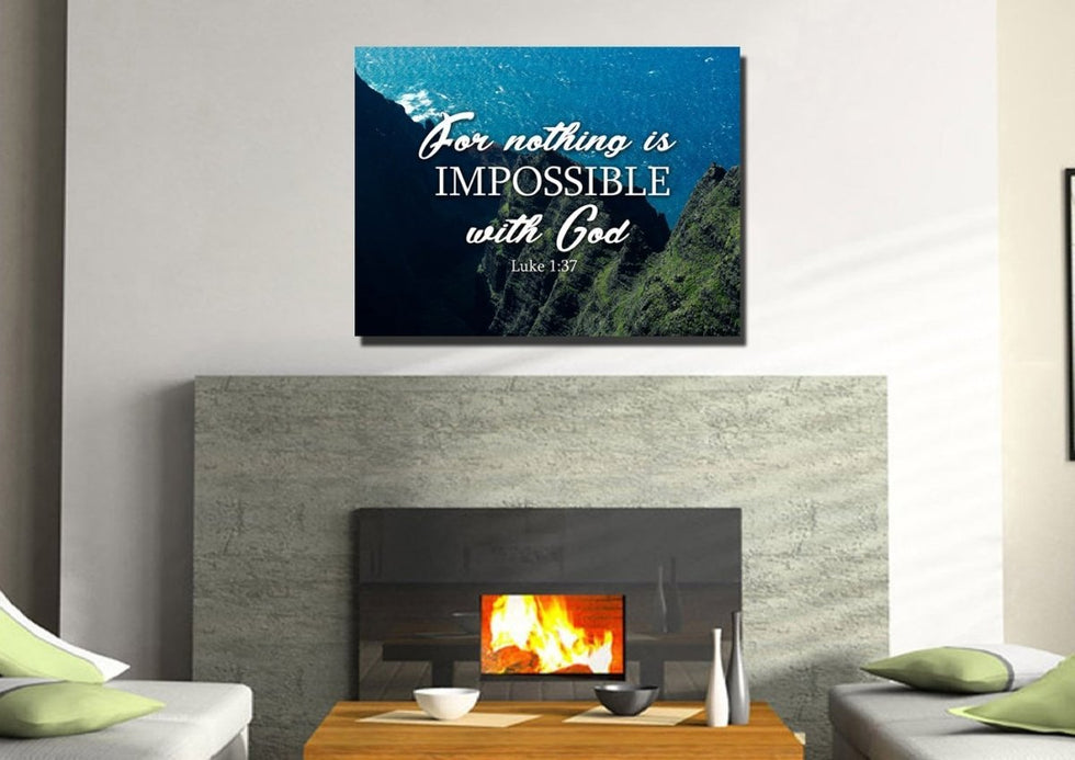 Luke 1:37 For Nothing is Impossible with God Canvas Wall Art ...