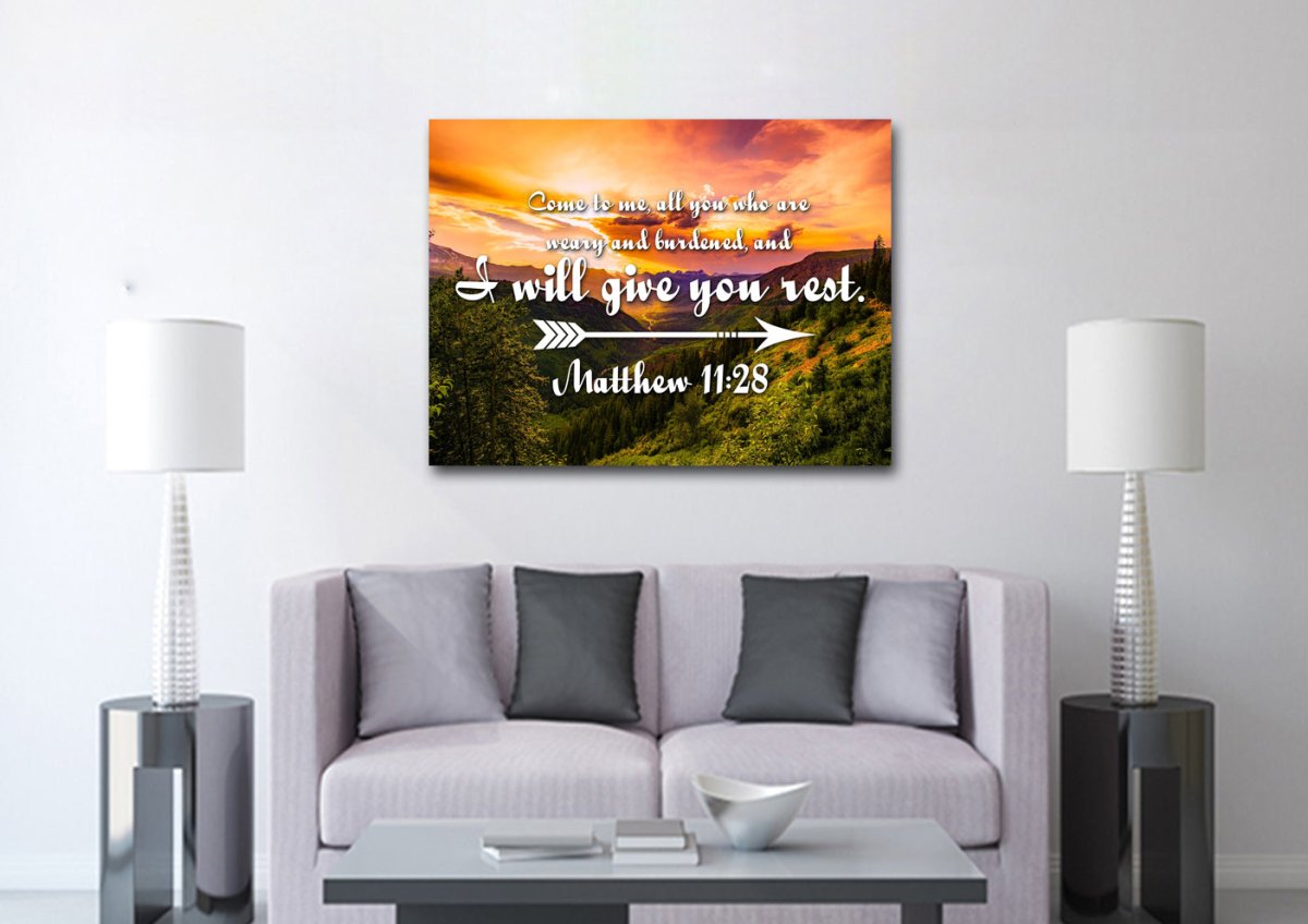 Matthew 11:28 Canvas Wall Art Print – Christian Walls