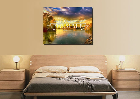 Matthew 19:26 #2 With God all things are Possible Canvas Wall Art Prin – Christian Walls