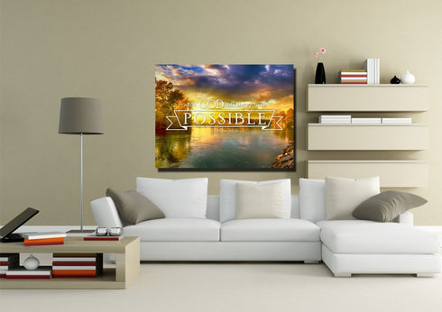 Matthew 19:26 #2 With God all things are Possible Canvas Wall Art Prin – Christian Walls