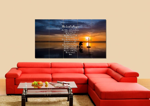 Praying at Cross #8 & The Lords Prayer Wall Art – Christian Walls