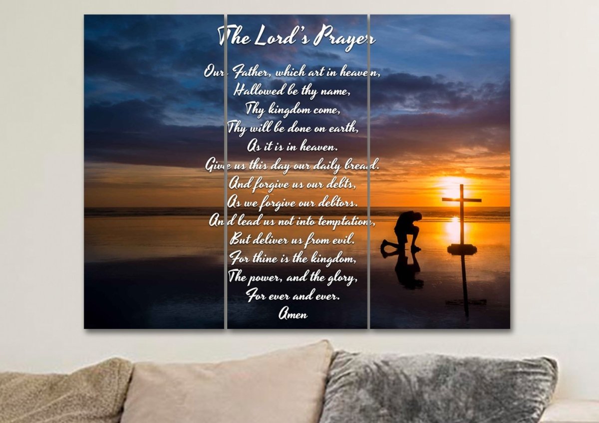 Praying at Cross #8 & The Lords Prayer Wall Art – Christian Walls