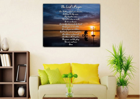 Praying at Cross #8 & The Lords Prayer Wall Art – Christian Walls