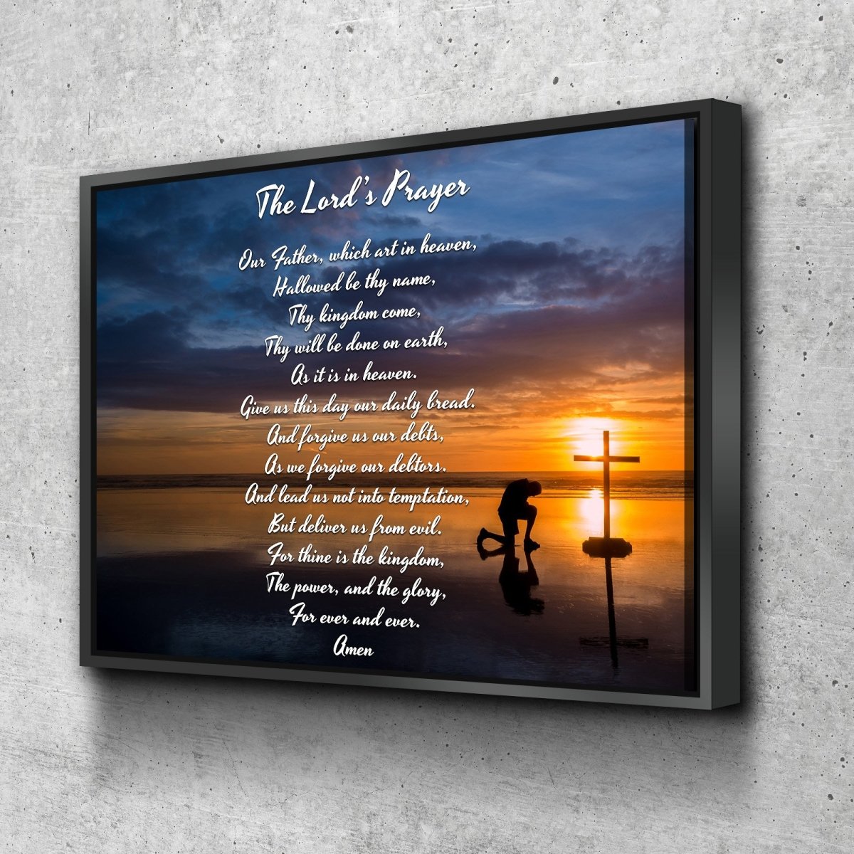 Praying at Cross #8 & The Lords Prayer Wall Art – Christian Walls