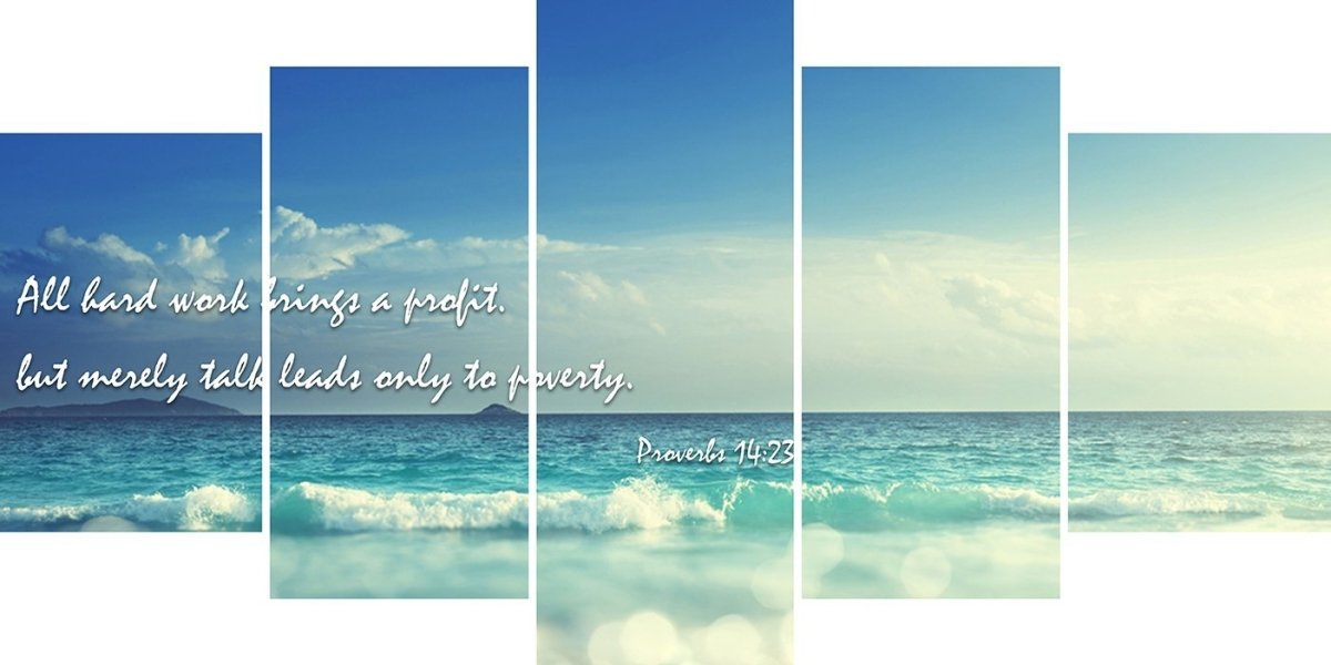 Proverbs 14:23 NIV Canvas Wall Art Print - Christian Walls