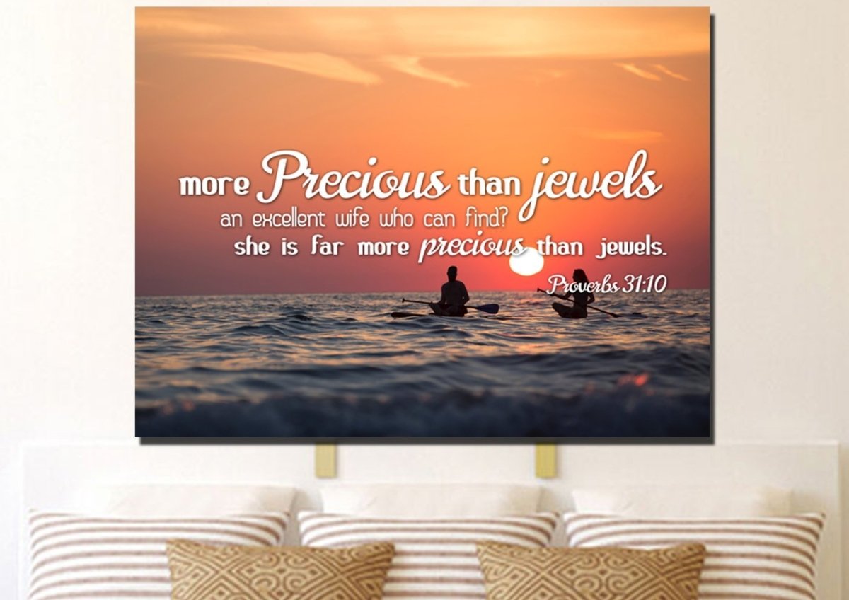 Proverbs 31:10 She is More Precious than Jewels Canvas Wall Art Print ...