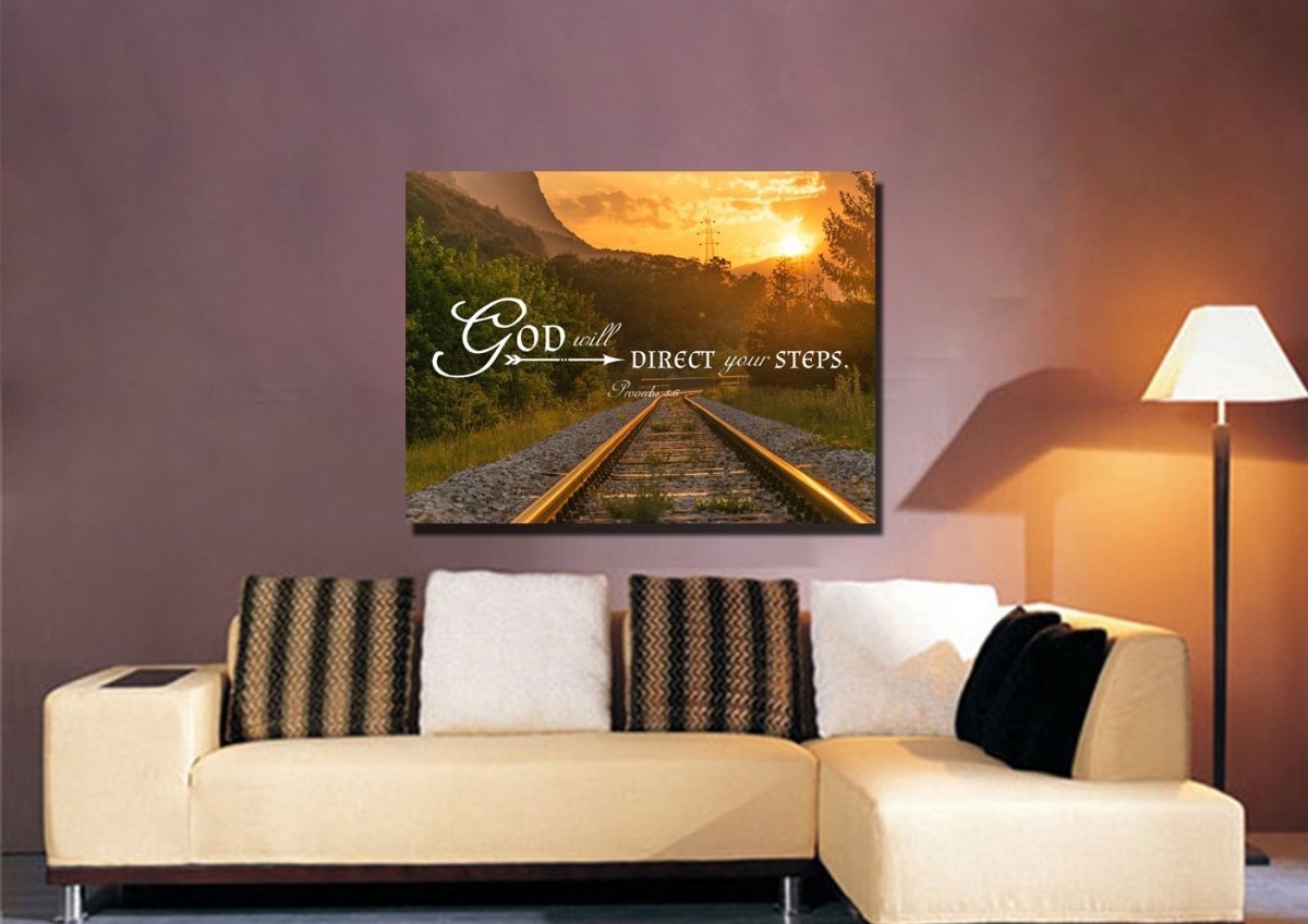 Proverbs 3:6 God will Direct your Steps Bible Verse Canvas Wall Art ...