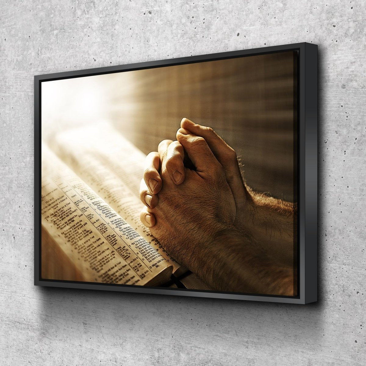 Sunshine on Holy Bible & Praying Hands Wall Art #15 – Christian Walls