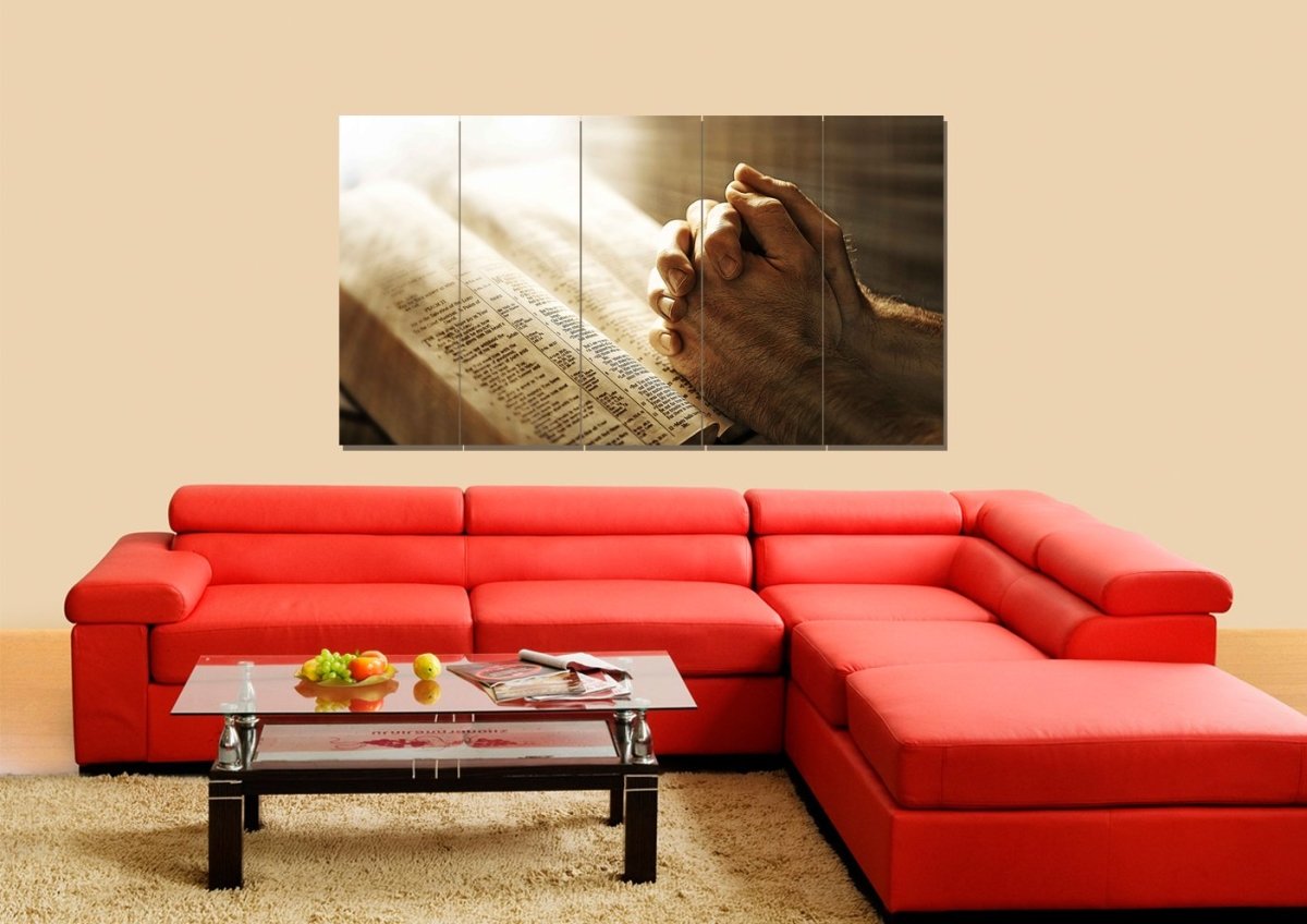 Sunshine on Holy Bible & Praying Hands Wall Art #15 – Christian Walls