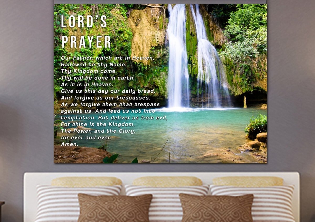 The Lord’s Prayer Waterfall Wall Art Christian Jungle Decor – Christian ...
