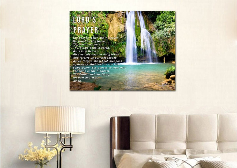 The Lord’s Prayer Waterfall Wall Art Christian Jungle Decor – Christian ...