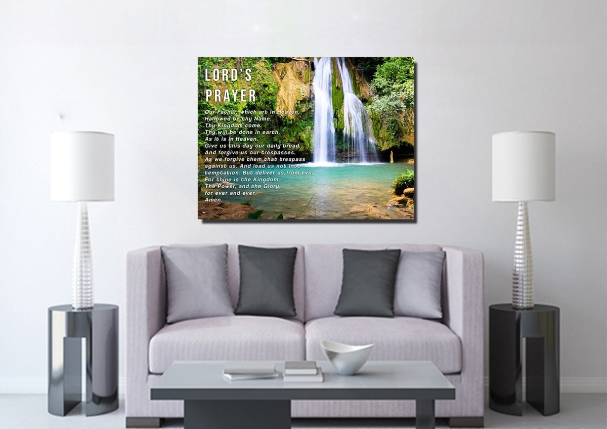 The Lord’s Prayer Waterfall Wall Art Christian Jungle Decor – Christian ...