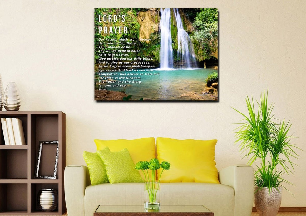 The Lord’s Prayer Waterfall Wall Art Christian Jungle Decor – Christian ...