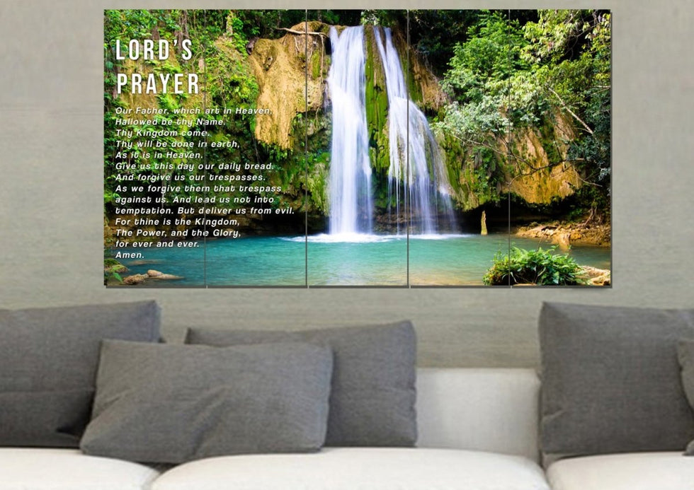 The Lord’s Prayer Waterfall Wall Art Christian Jungle Decor – Christian ...